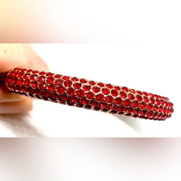 Vintage | Jewelry | Vintage Red Crystal Rhinestone Pave 5 Row Hinged ...